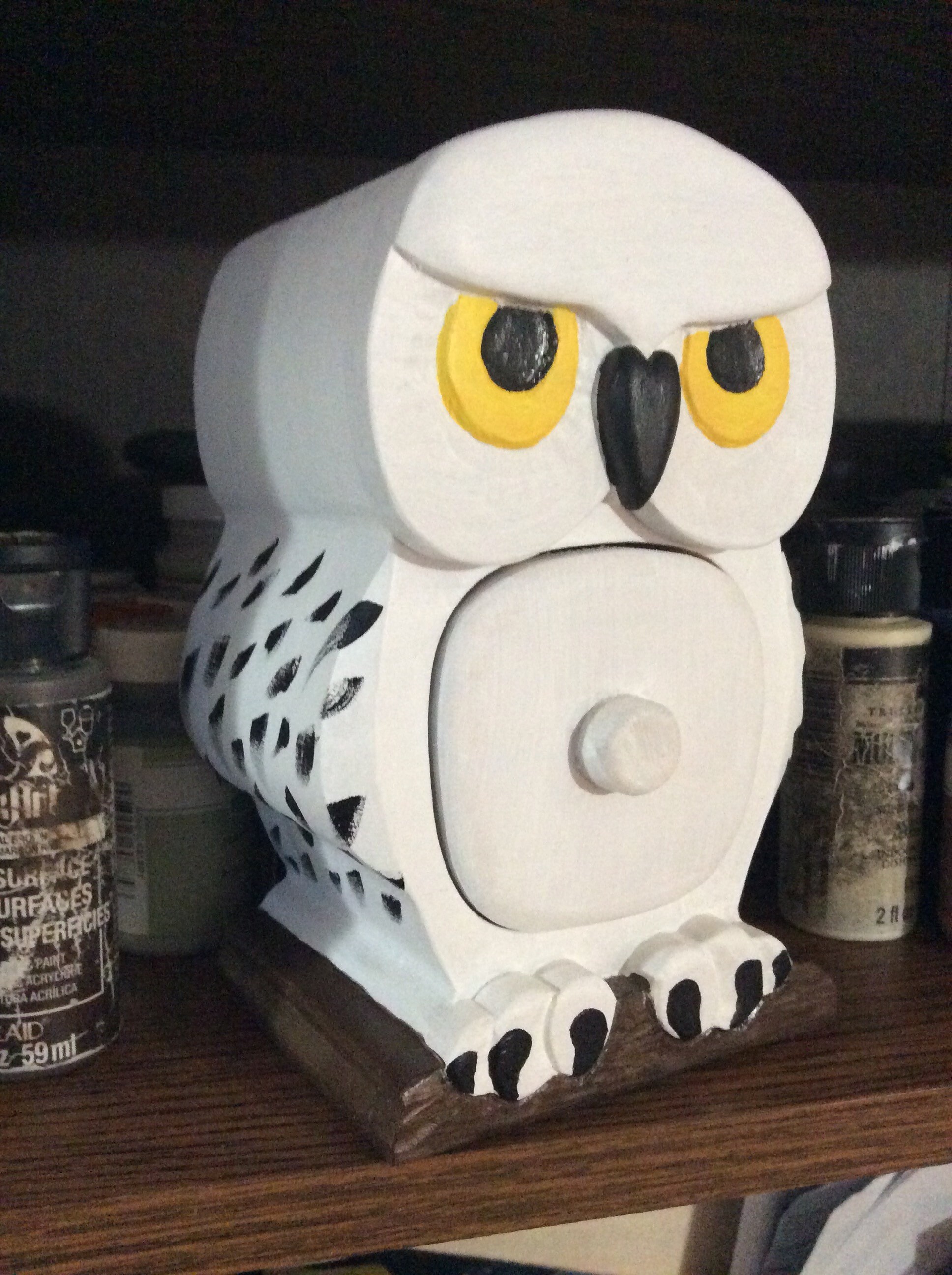 White Snowy Owl Wood Box With Drawers Personalized Options - Etsy