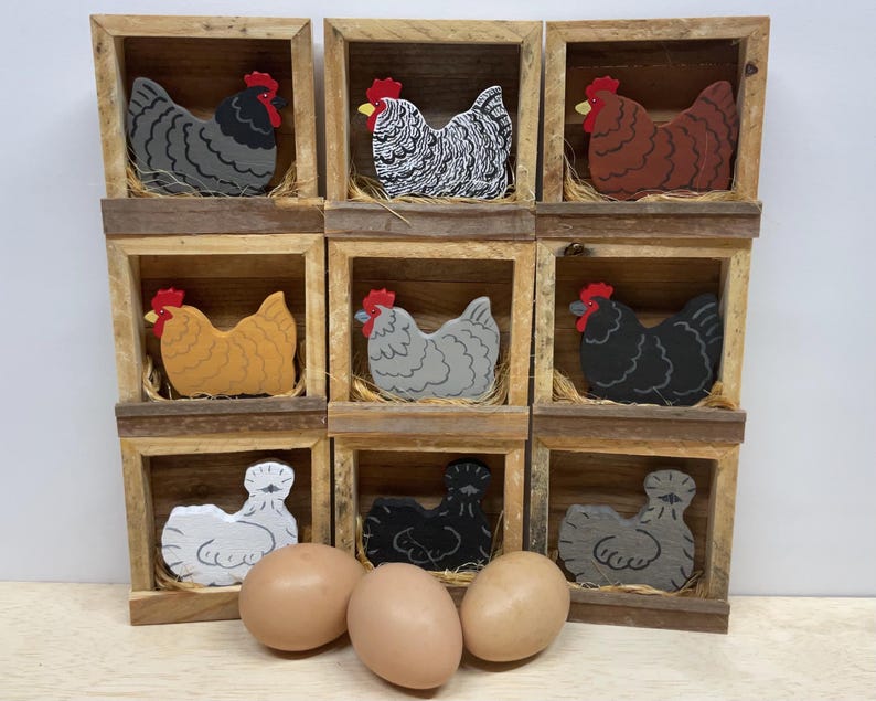 Folk Art Chicken, Hen in 3”x3” Mini Nesting Box. - Etsy