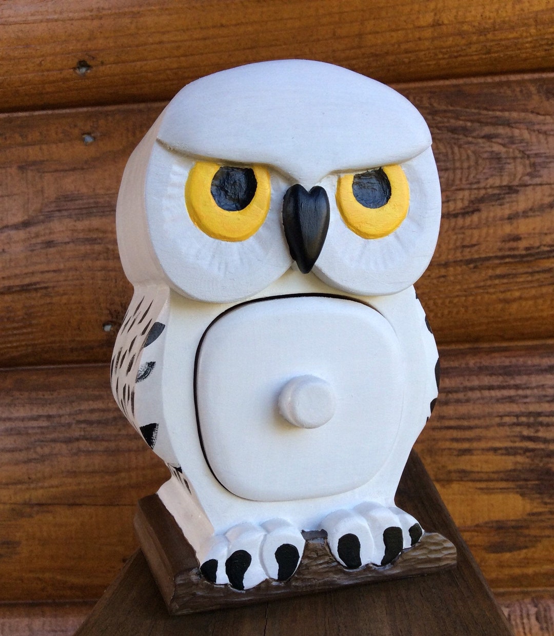 White Snowy Owl, Wood Box With Drawers, Personalized Options, Sculpted ...