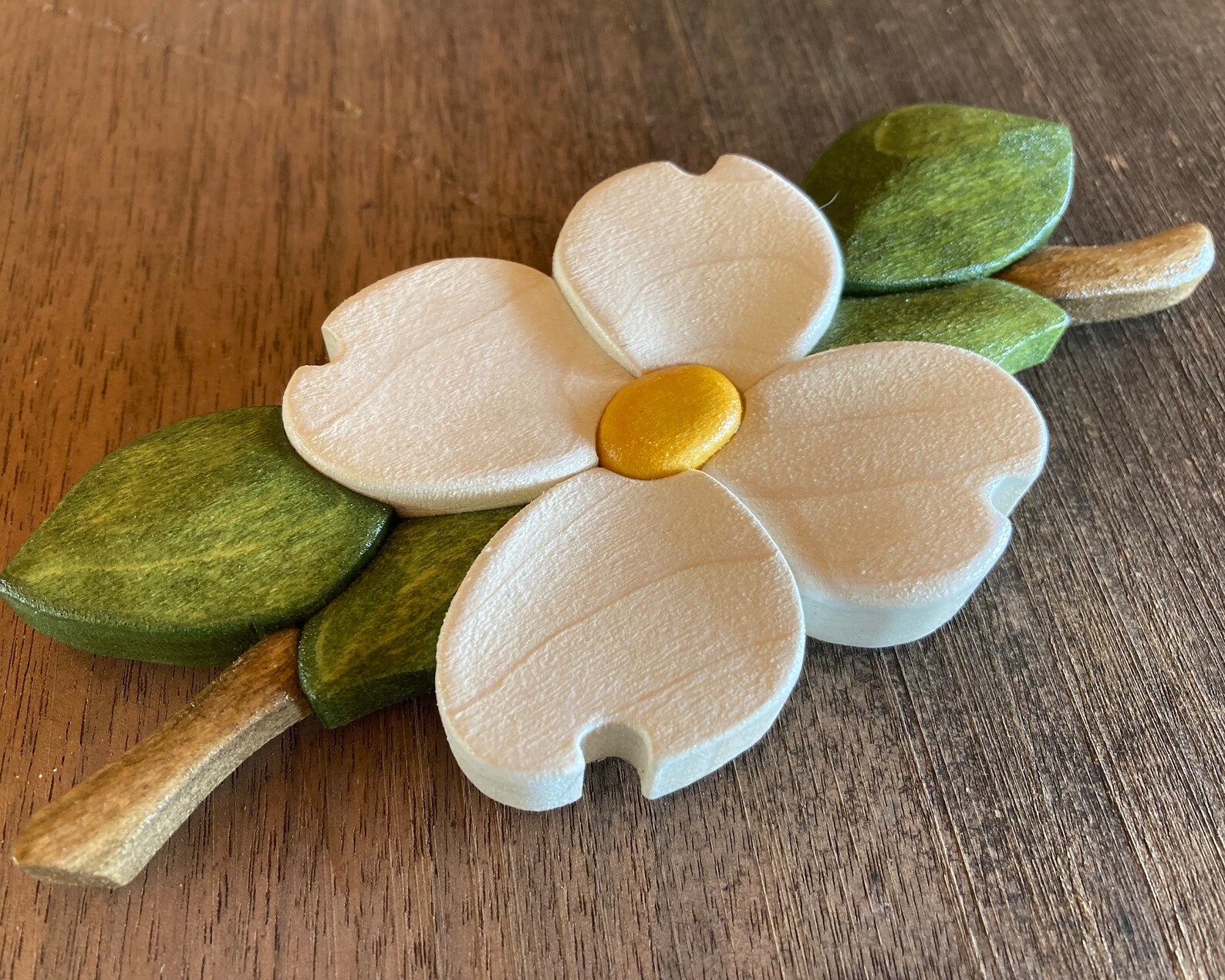 Dogwood Flower Ornament, Wood Art, Refrigerator Magnet, Locker Magnet ...