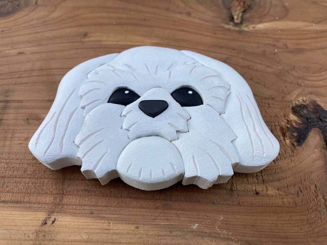 White Shih Tzu Maltese Wood Magnet Customizable Gift for Dog - Etsy