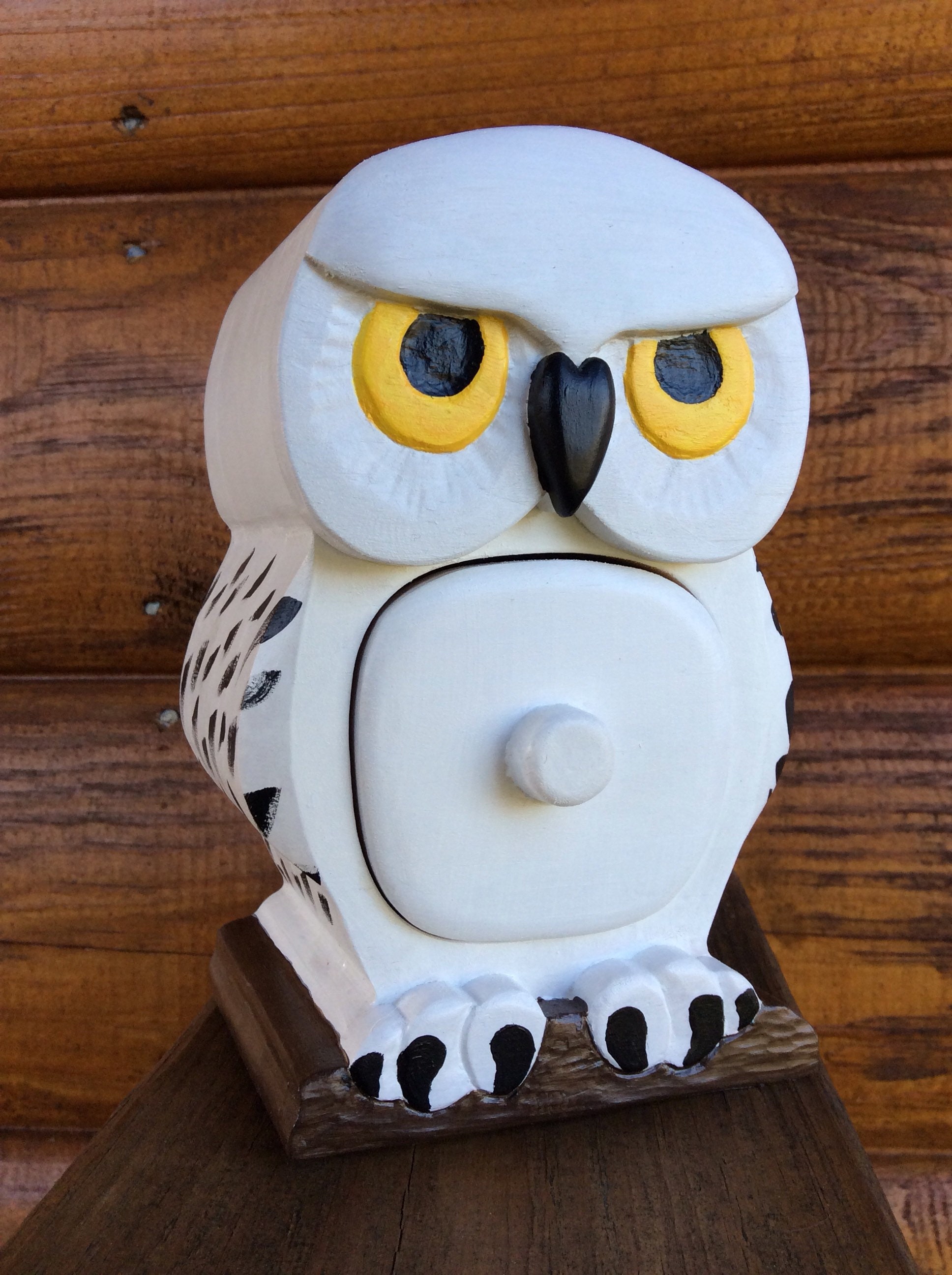 White Snowy Owl Wood Box With Drawers Personalized Options - Etsy