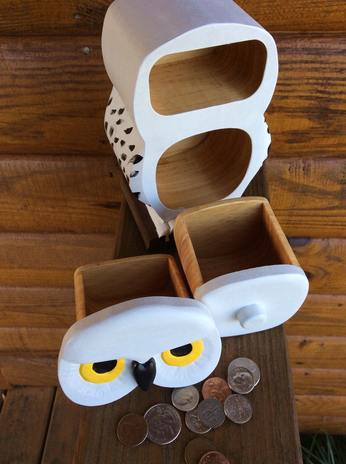 White Snowy Owl Wood Box With Drawers Personalized Options - Etsy