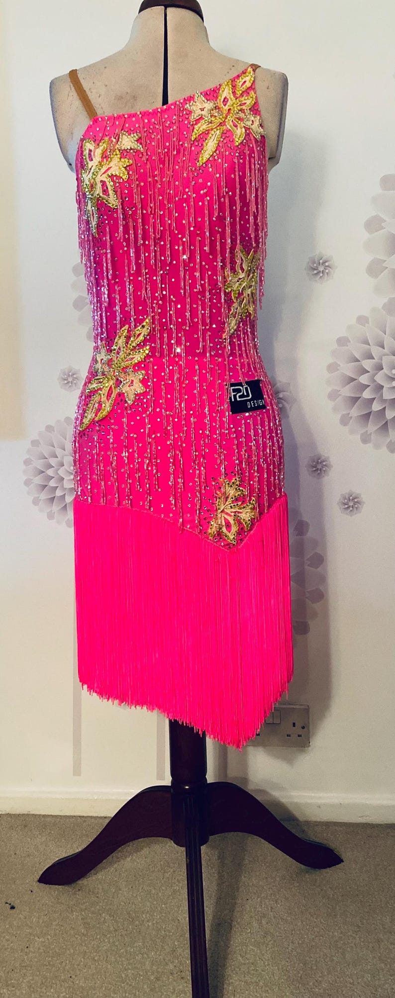 Baby Pink Latin Dance Competition Dress. Swarovski Crystal, Pink Bugle ...