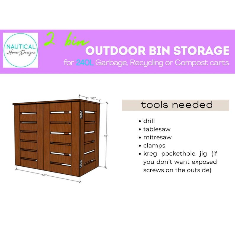 DIY Garbage Bin Storage Enclosure - Recycling - Compost - Step by Step ...