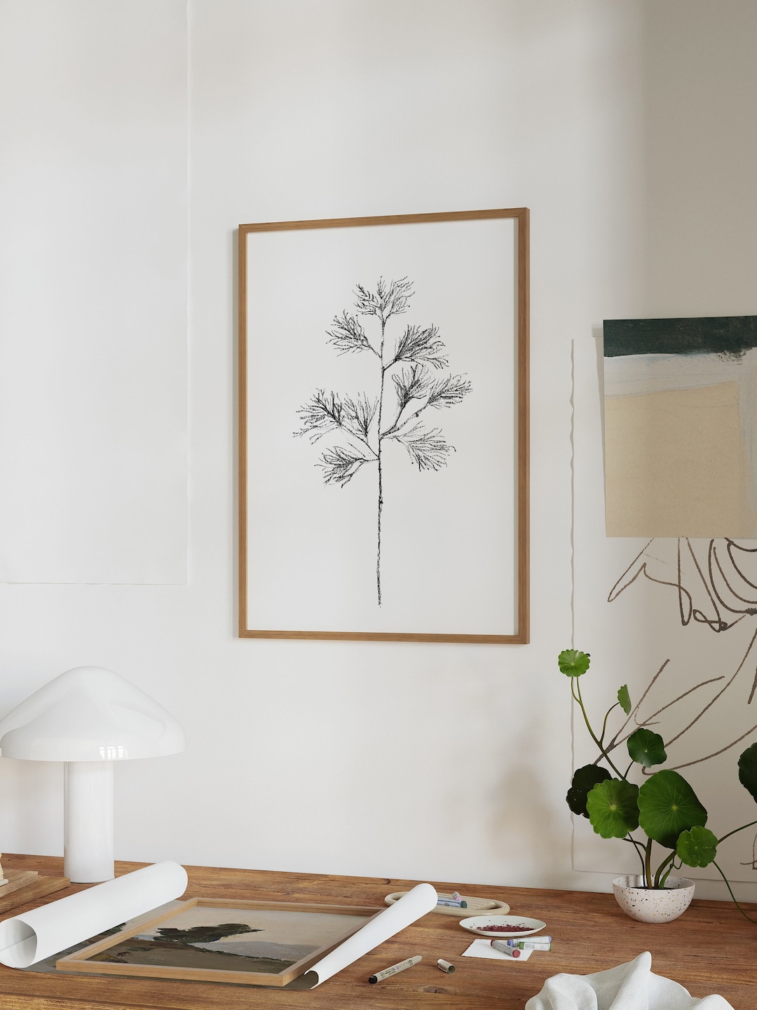 PRINT Cedar Stem | Botanical Sketch Print | Botanical Minimalist Wall ...