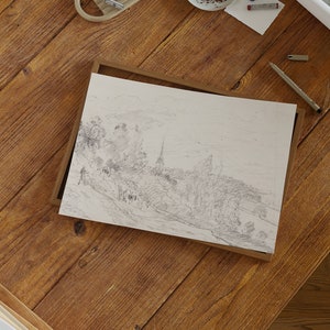 Promenade Drawing II. Scenery Sketch. Antique Landscape Scenery Drawing ...