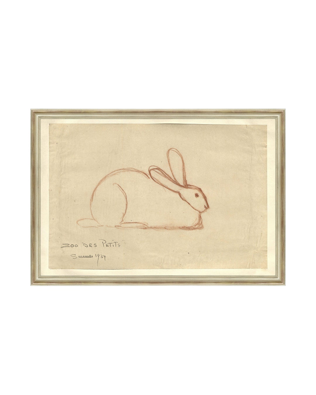 FRAMED. Vintage Bunny Drawing Wall Art, Bunny Sketch, Kids Room Decor ...
