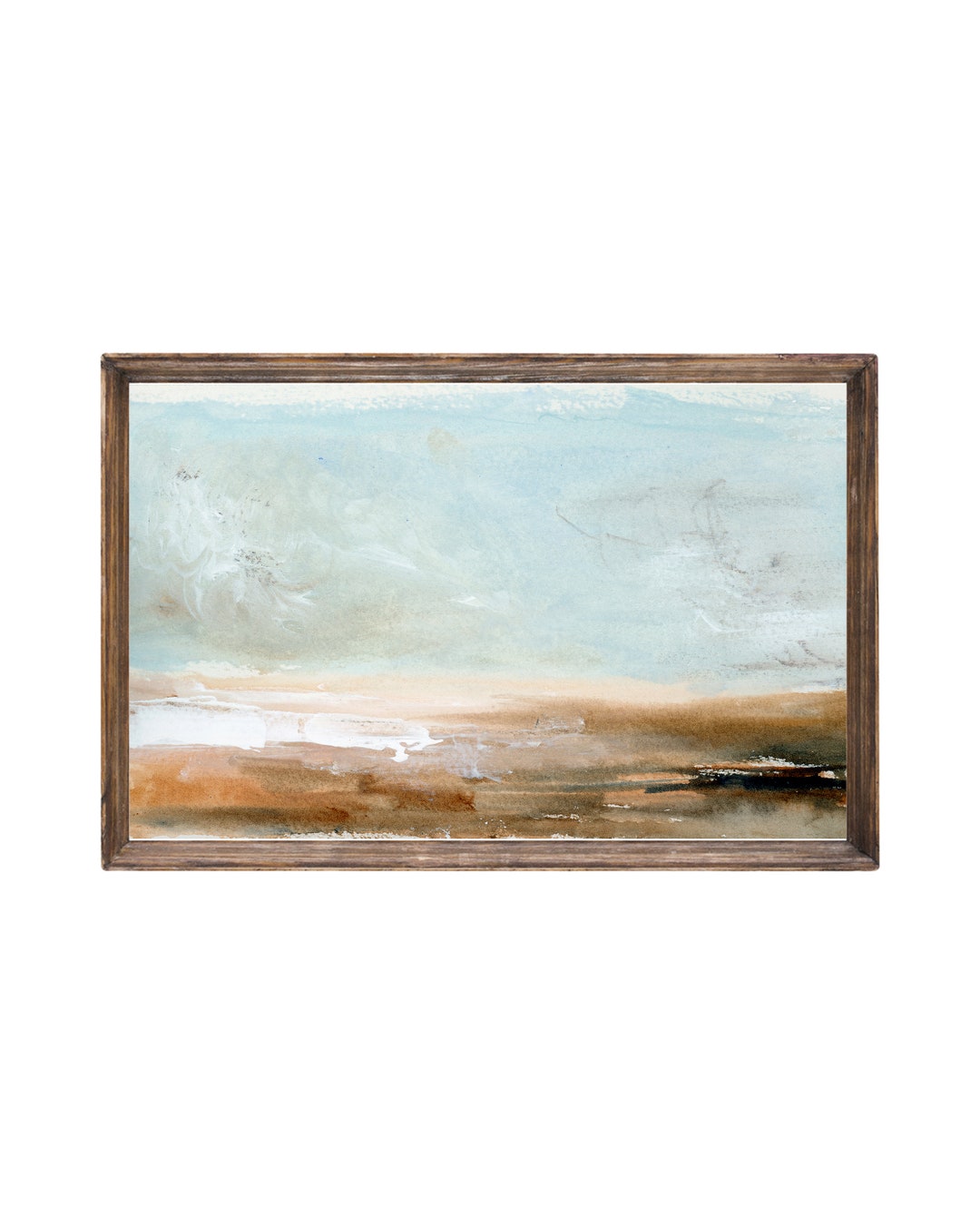 Abstract Seashore. Rust Watercolor Print. Rust and Blue Wall Art ...