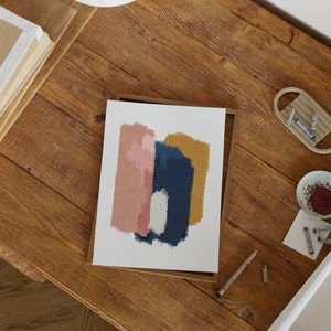 Blush, Mustard, Navy Blue Abstract Wall Art - Etsy