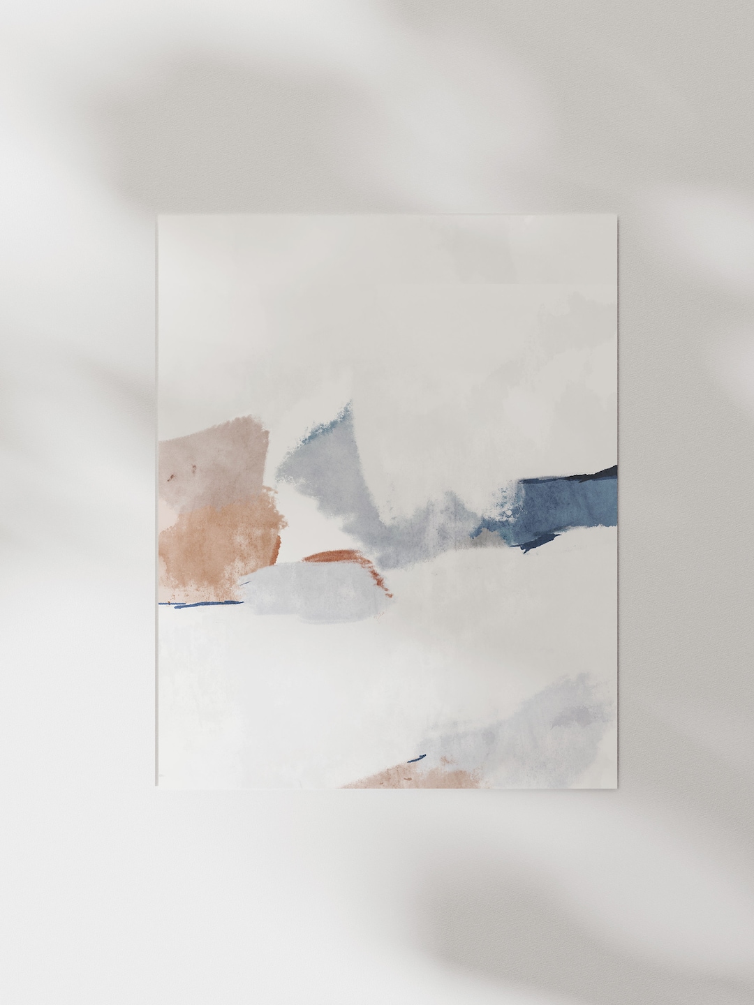 Navy Blue and Rust Abstract Wall Art. Modern Abstract Art. Printed and ...