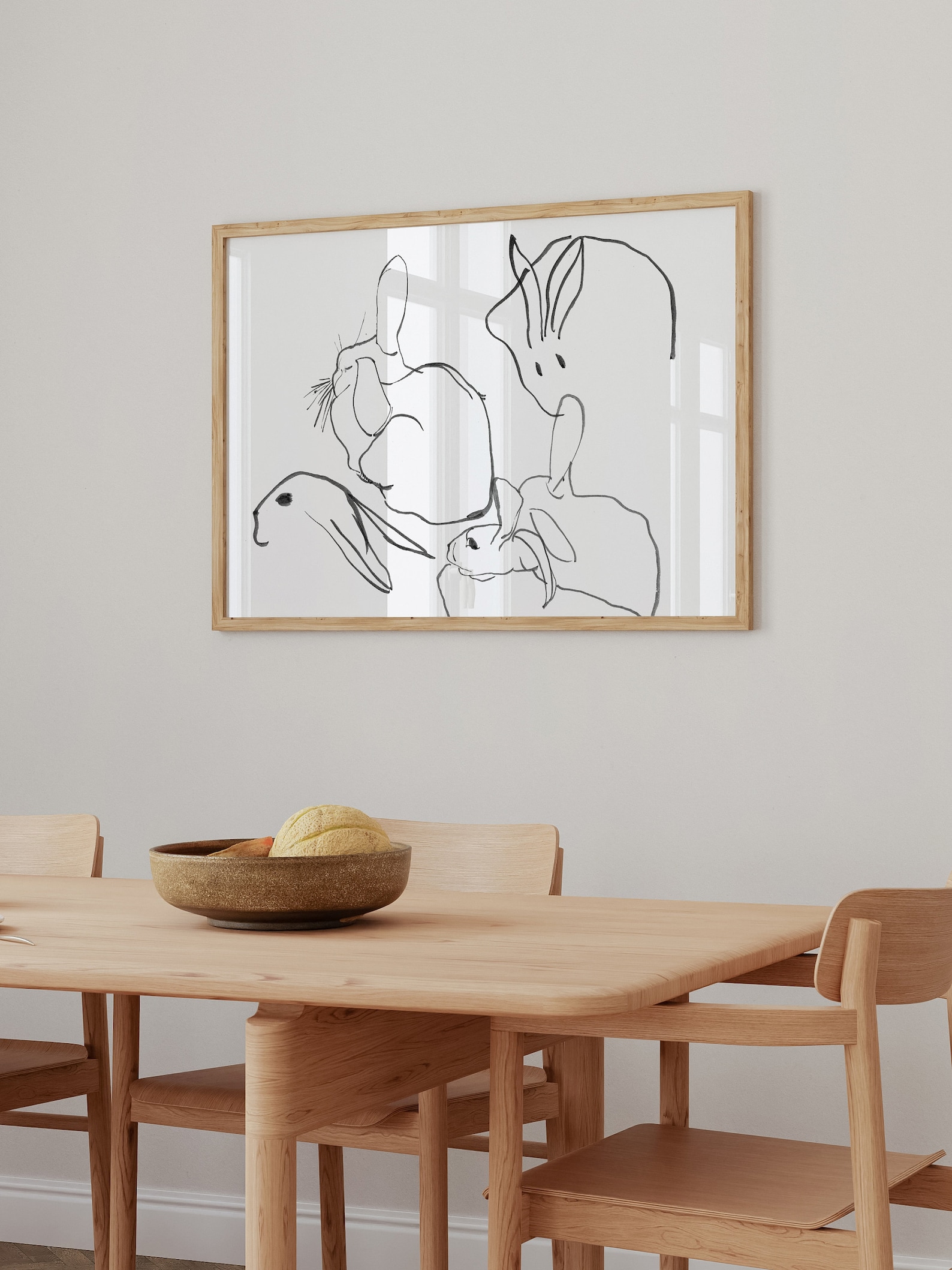 Rabbits. Charcoal Animal Drawing. Nursery Animal Wall Art - Etsy