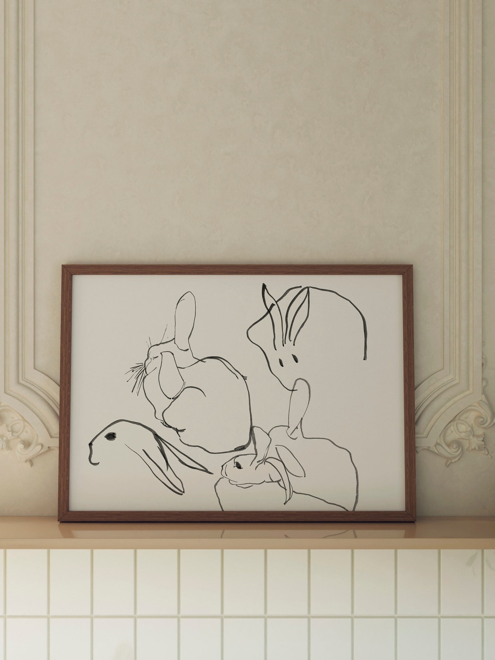 Rabbits. Charcoal Animal Drawing. Nursery Animal Wall Art - Etsy