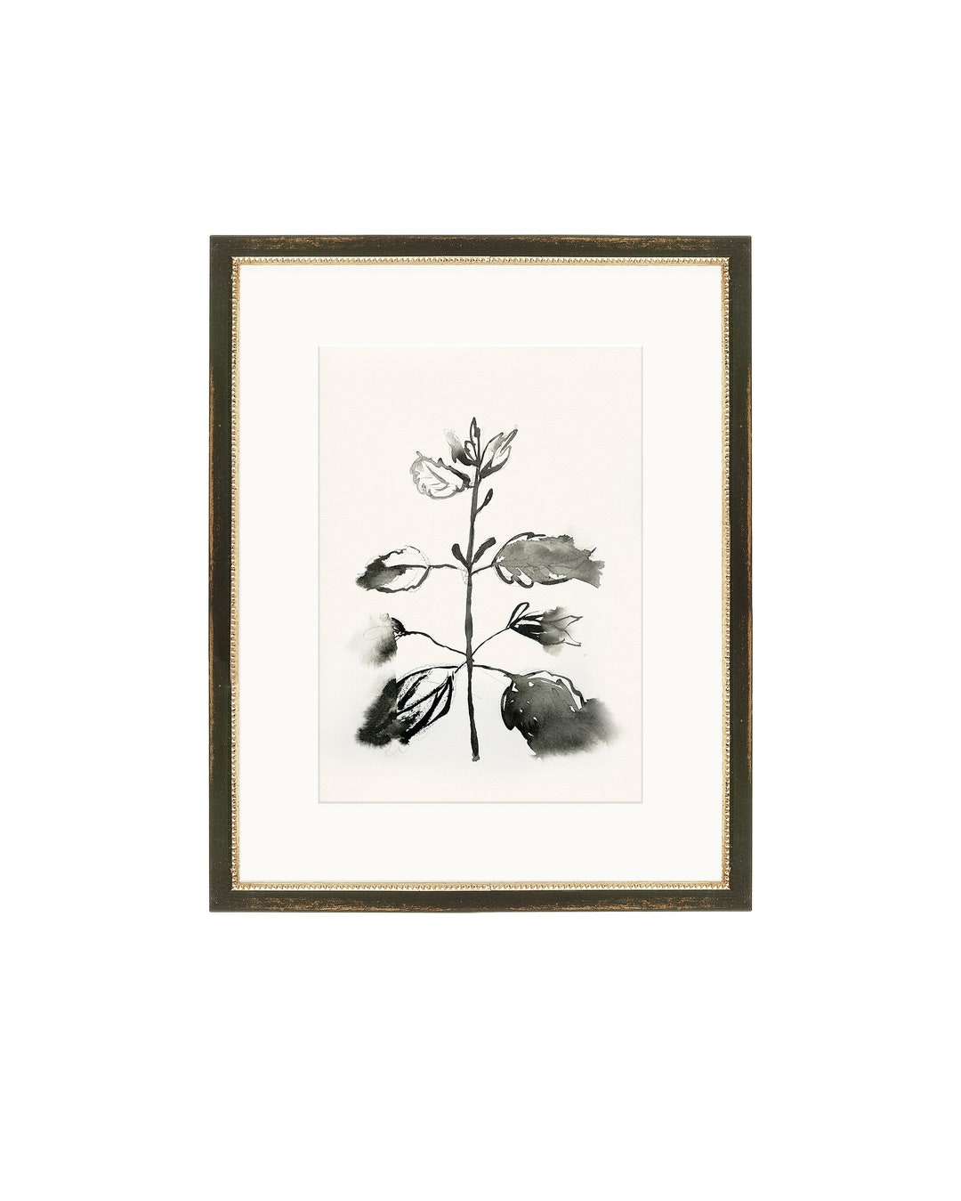 FRAMED. Flowing Leaves. Ink Botanicals. Ink Flower Drawing. Leaves ...