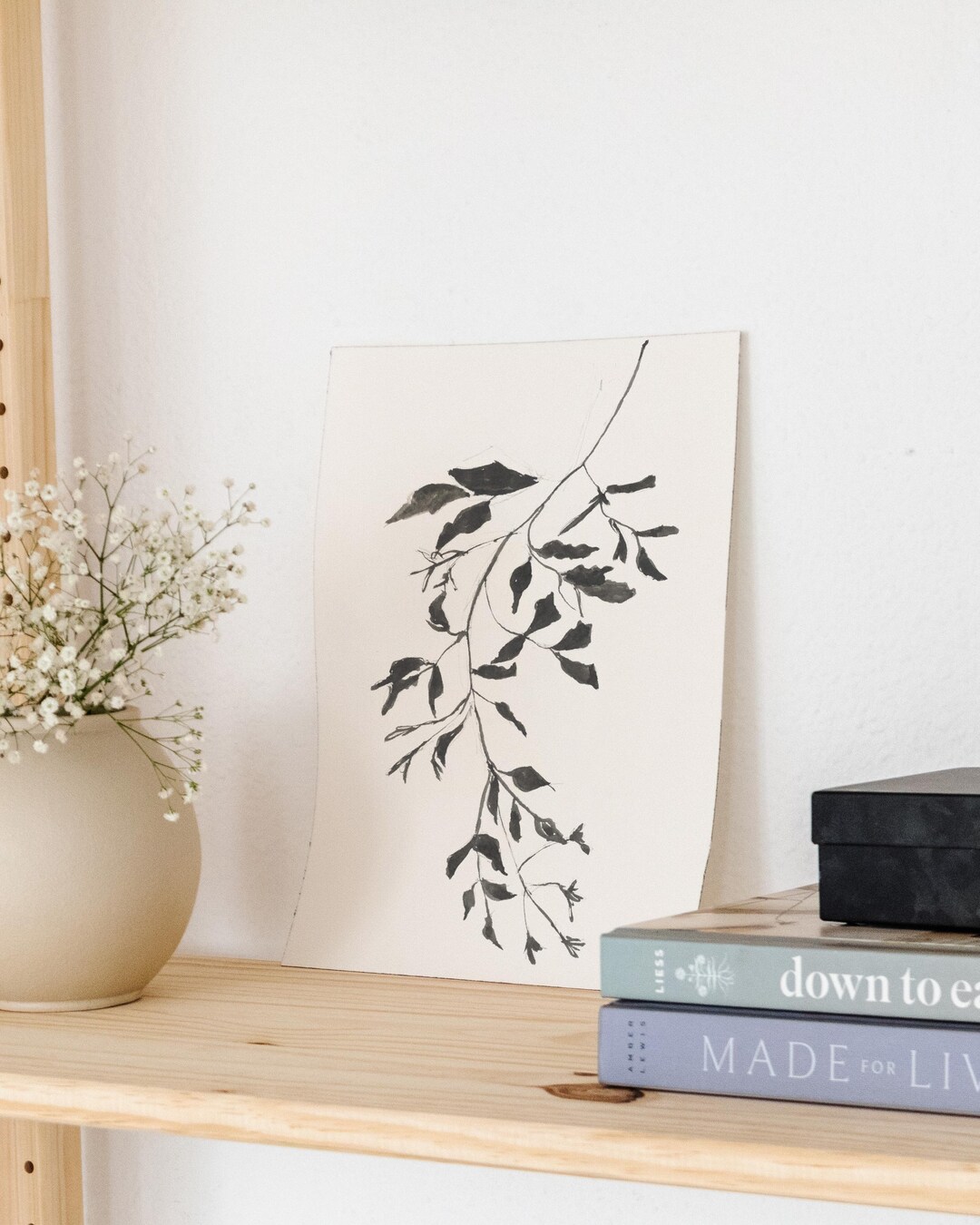Botanical Ink Study II. Ink Print Art. Holiday Drawing Ink. Botanical ...