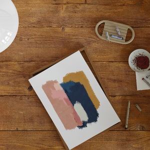 Blush, Mustard, Navy Blue Abstract Wall Art | Abstract Digital Art ...