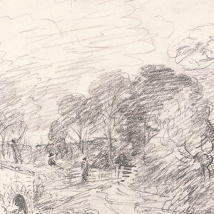 Promenade Drawing I | Landscape Drawing | Landscape Sketch Print ...