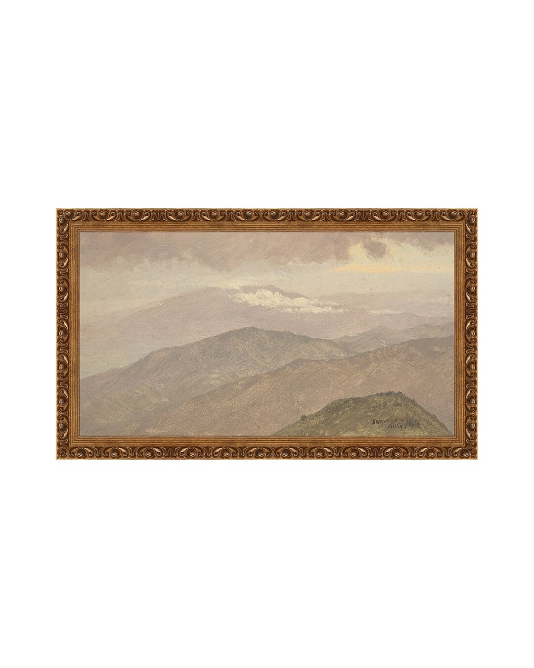 Vintage Mountainscape. Mountain Landscape Oil Painting. Mountain Prints ...