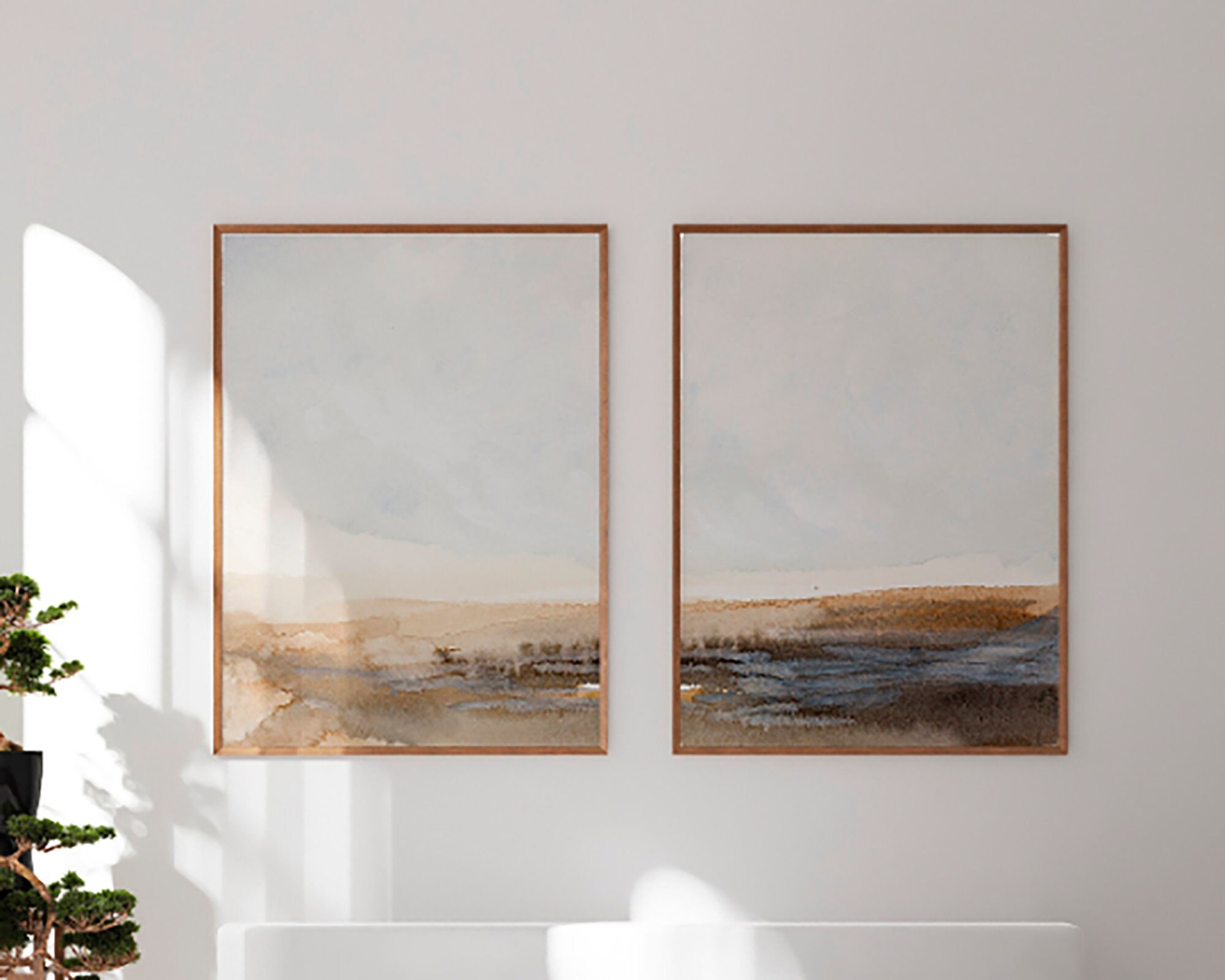 Rust Landscape Set of Two. Rust and Brown Modern Landscape Set - Etsy