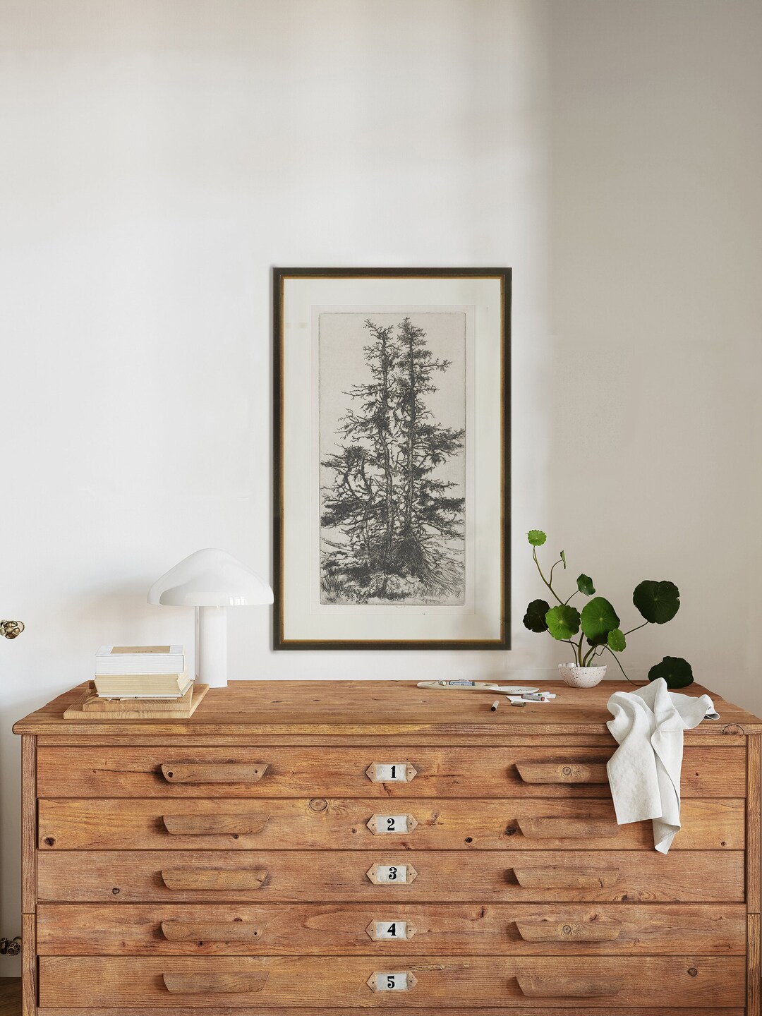 Trees Etching 3 | Printed and Shipped Art | Vintage Tree Print | Vintage Tree Print | Vintage ...