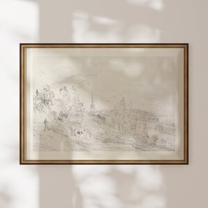 Promenade Drawing II. Scenery Sketch. Antique Landscape Scenery Drawing ...