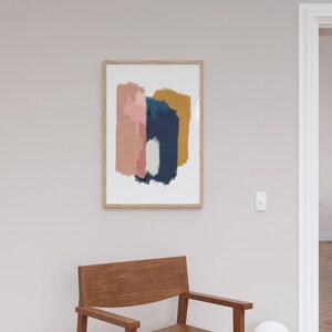 Blush, Mustard, Navy Blue Abstract Wall Art - Etsy