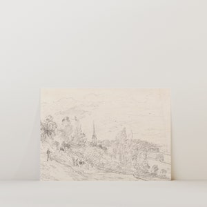 Promenade Drawing II. Scenery Sketch. Antique Landscape Scenery Drawing ...