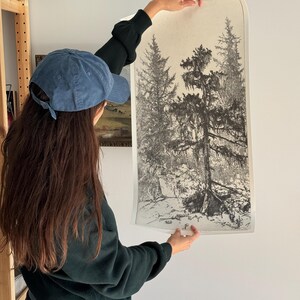 Trees Etching 2. Trees Wall Art Printed. Botanical Etching. Tree Prints ...