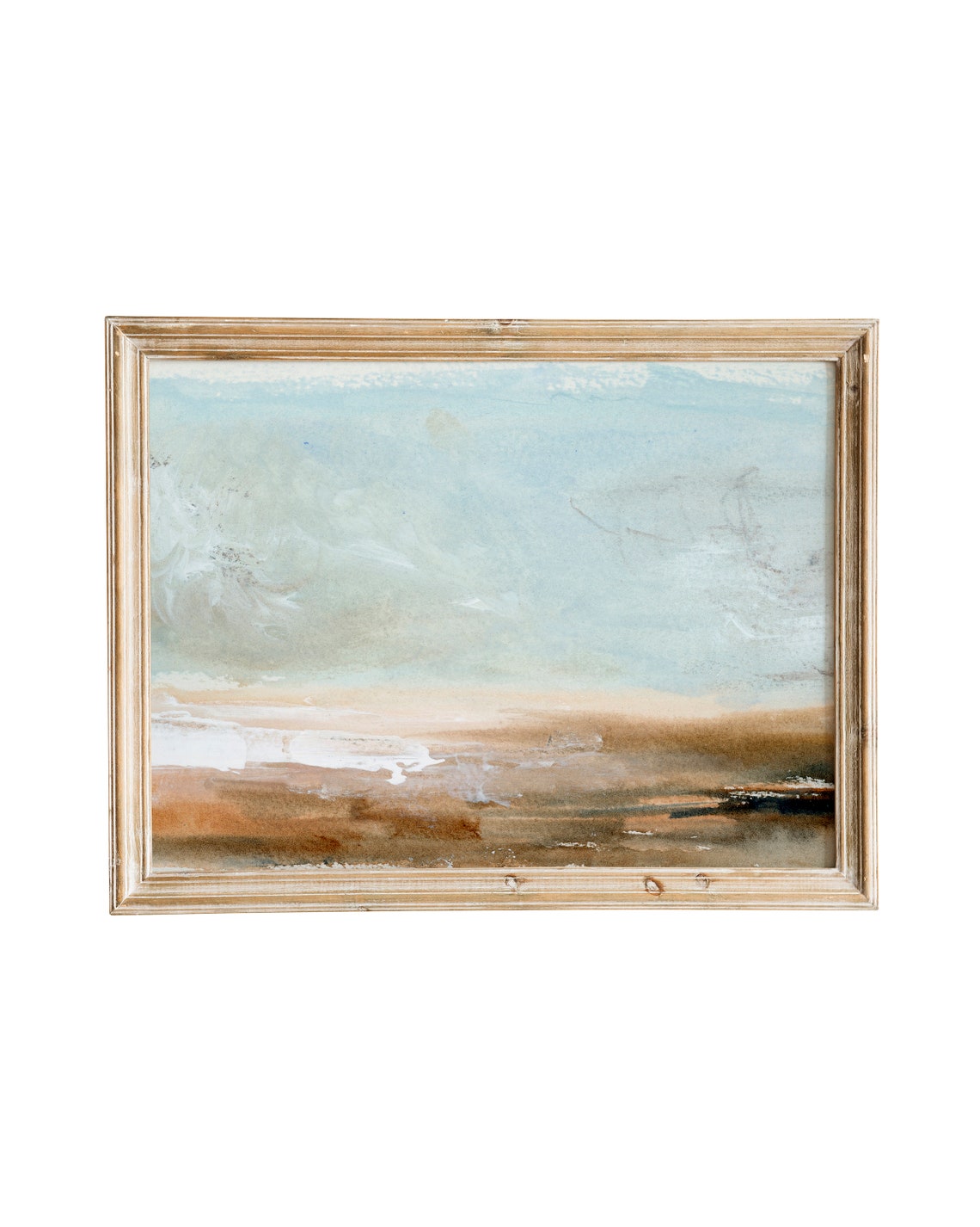 Abstract Seashore. Rust Watercolor Print. Rust and Blue Wall Art ...