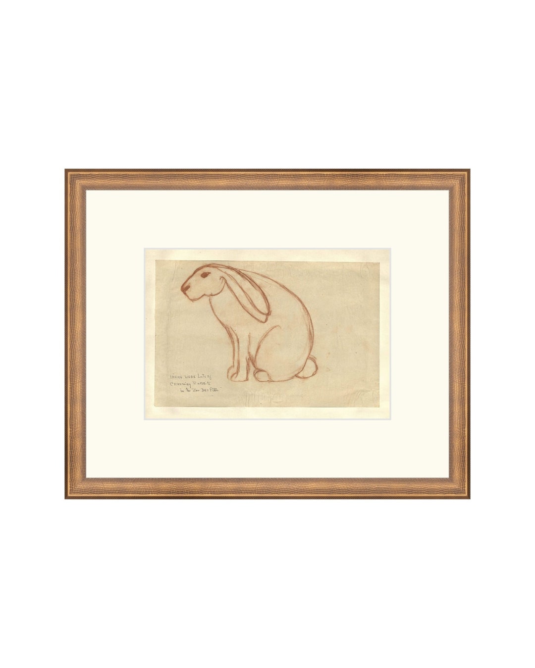 Charming Rabbit. Minimalist Art Black and White. Sketch of Rabbit Wall ...