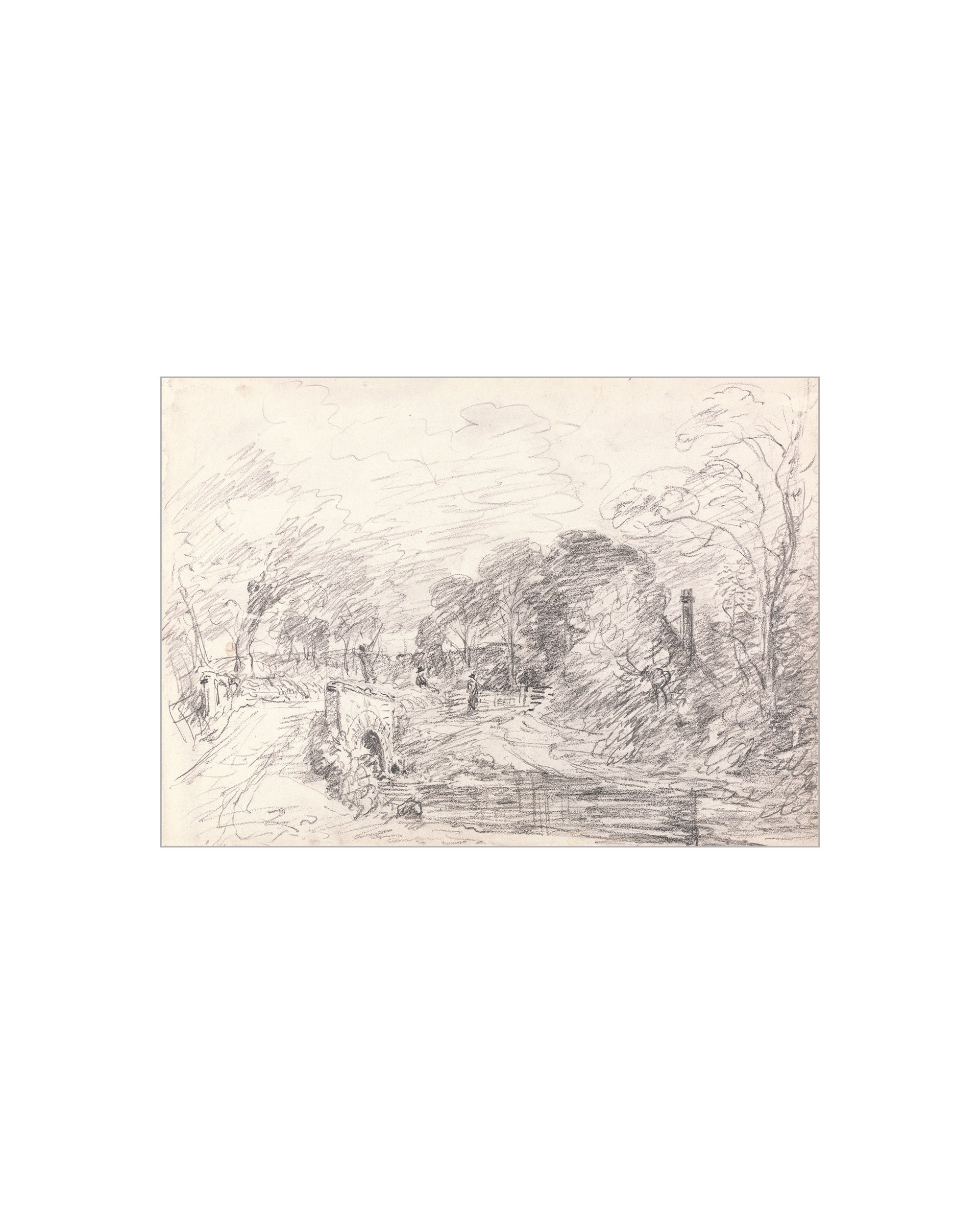 Promenade Drawing I. Landscape Drawing. Landscape Sketch | Etsy