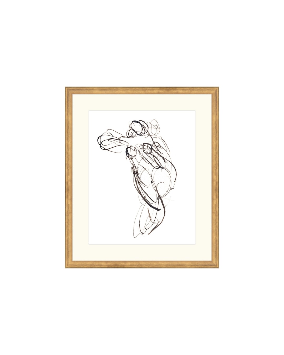 FRAMED. Ink Figure Study I. Minimalist Wall Art Framed. Framed Drawing Woman. Charcoal Drawing ...
