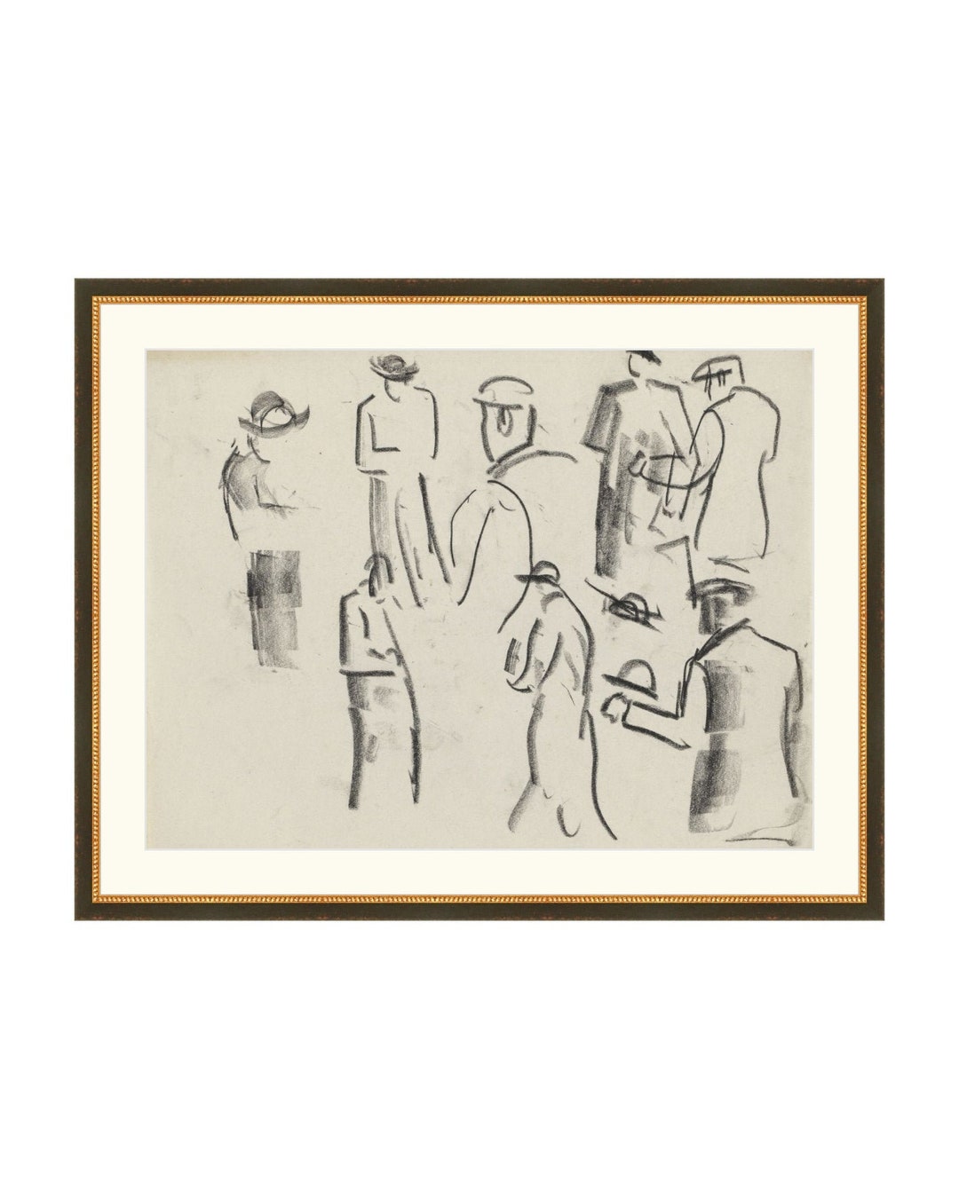 Crowd. Vintage Still Life Crowd Sketch. People Drawing. Vintage Sketch ...