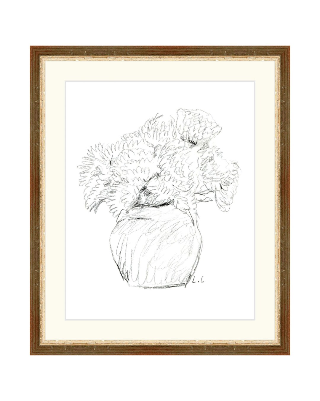 Flower Vase Sketch. Modern Drawing Prints. Fine Art Drawing Prints ...