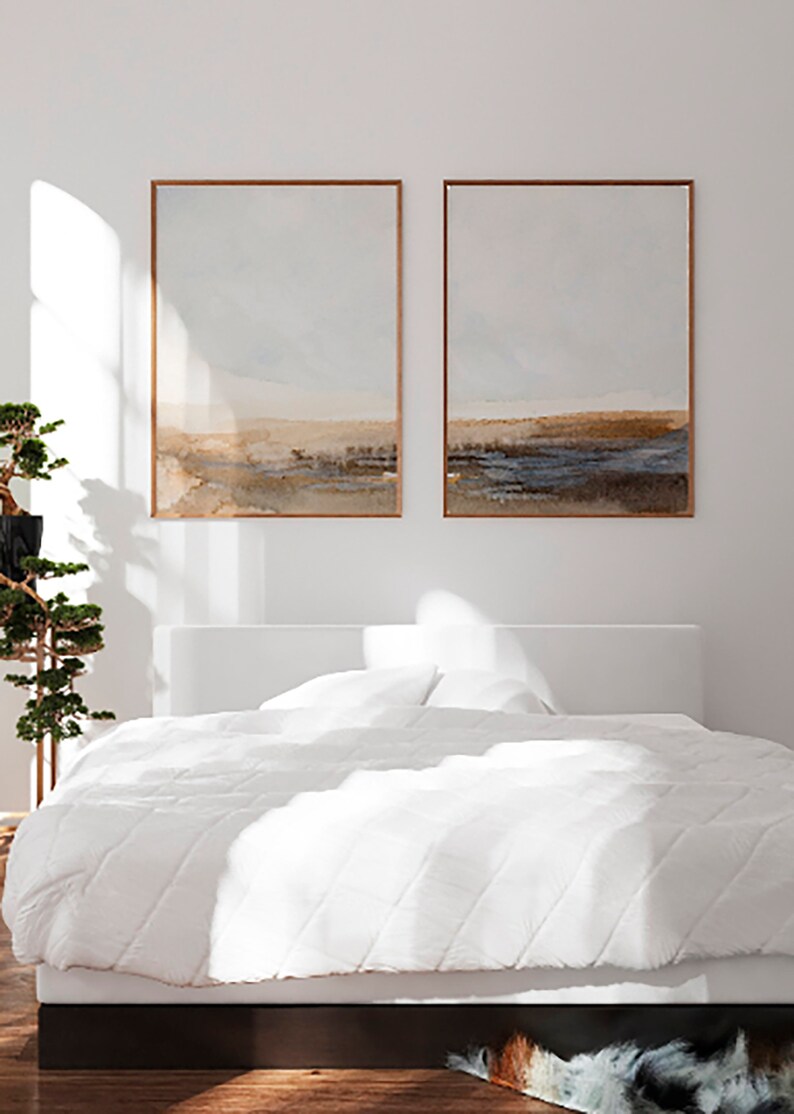 Rust Landscape Set of Two. Rust and Brown Modern Landscape Set - Etsy