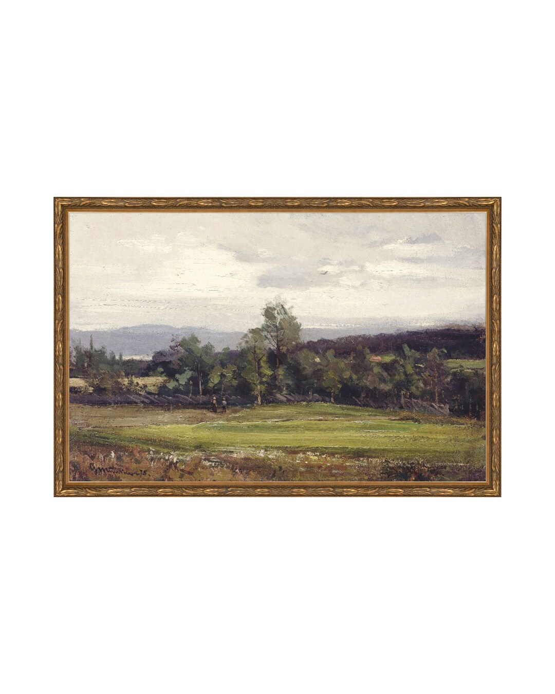 Summer Meadow. Moody Painting Vintage. Rust Landscape Art. Moody Meadow ...