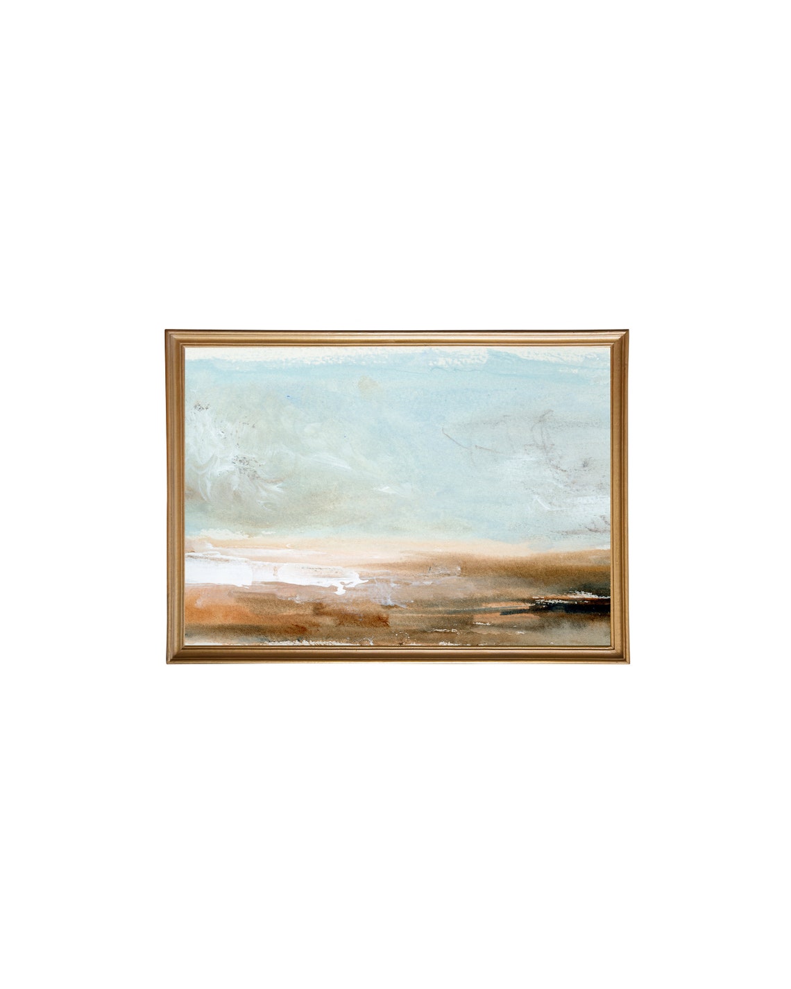 Abstract Seashore. Rust Watercolor Print. Rust and Blue Wall Art ...