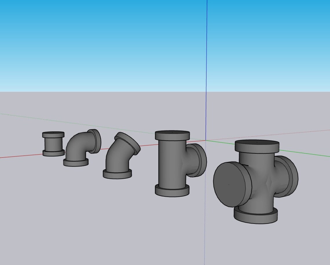 Sketchup Components - Half Inch Black Iron Pipe Fittings - Etsy