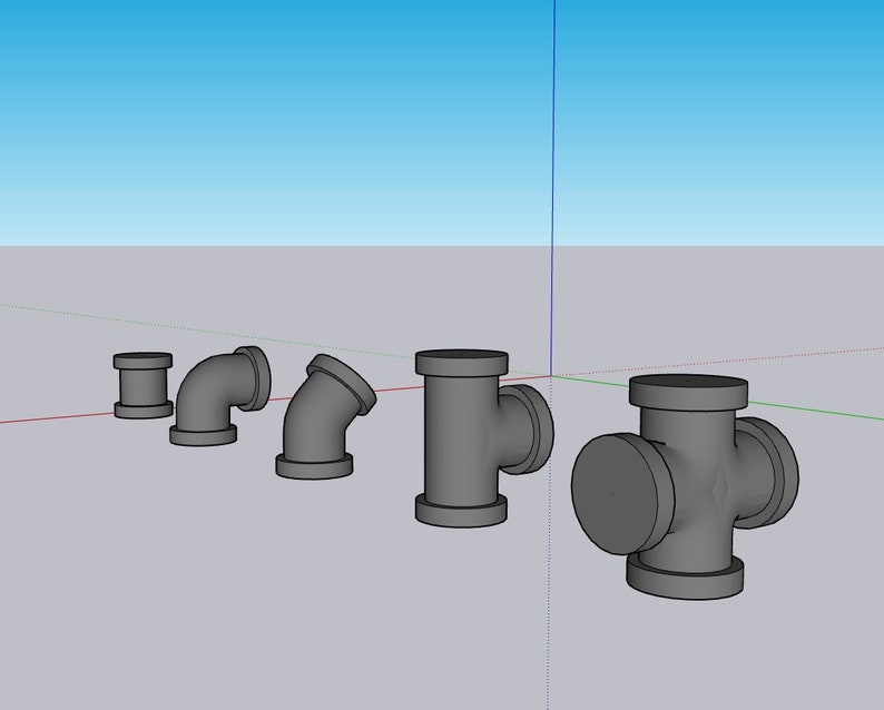 Sketchup Components - Half Inch Black Iron Pipe Fittings - Etsy