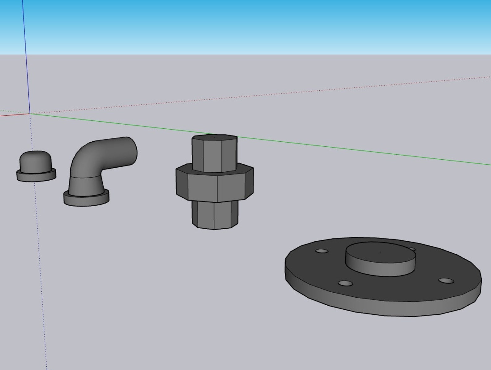 Sketchup Components - Half Inch Black Iron Pipe Fittings - Etsy