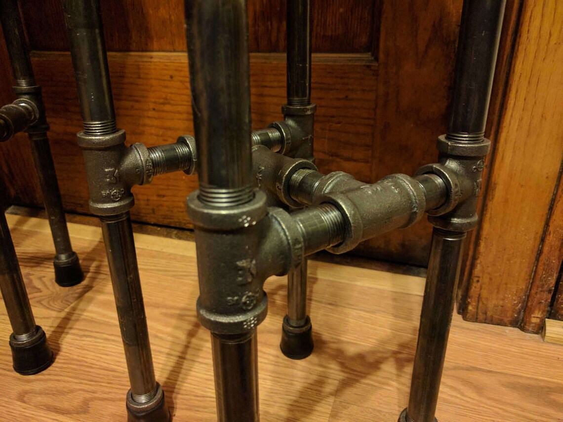 Oak and Cherry Pipe Bar Stools - Etsy