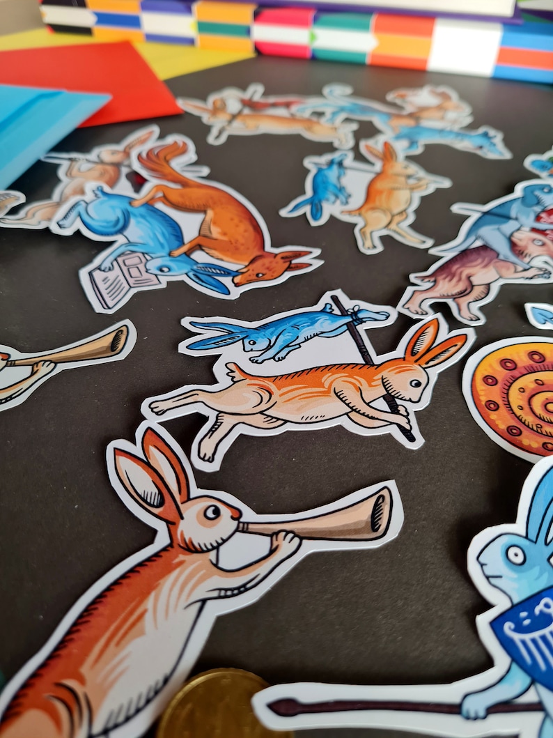 Medieval Bunny Warrior Vinyl Sticker Set | Etsy