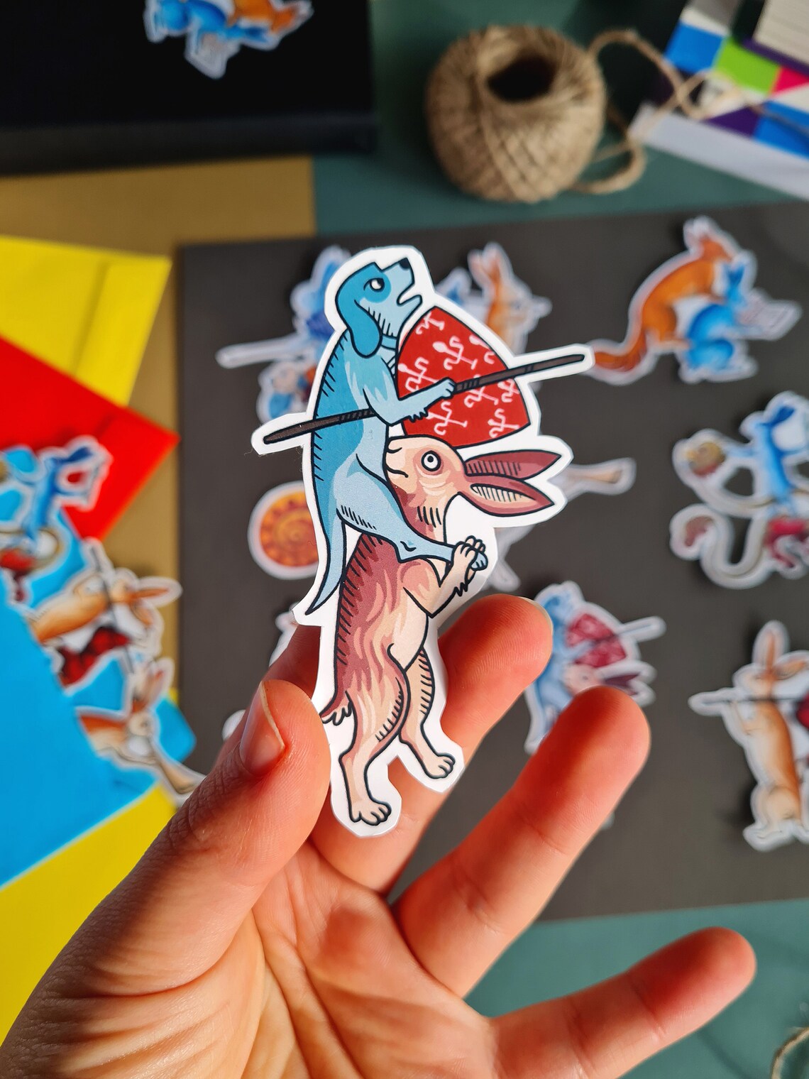 Medieval Bunny Warrior Vinyl Sticker Set | Etsy