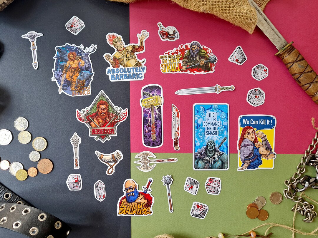 Barbarian Sticker Set, Colourful Vinyl Stickers With Witty Quotes, Set ...
