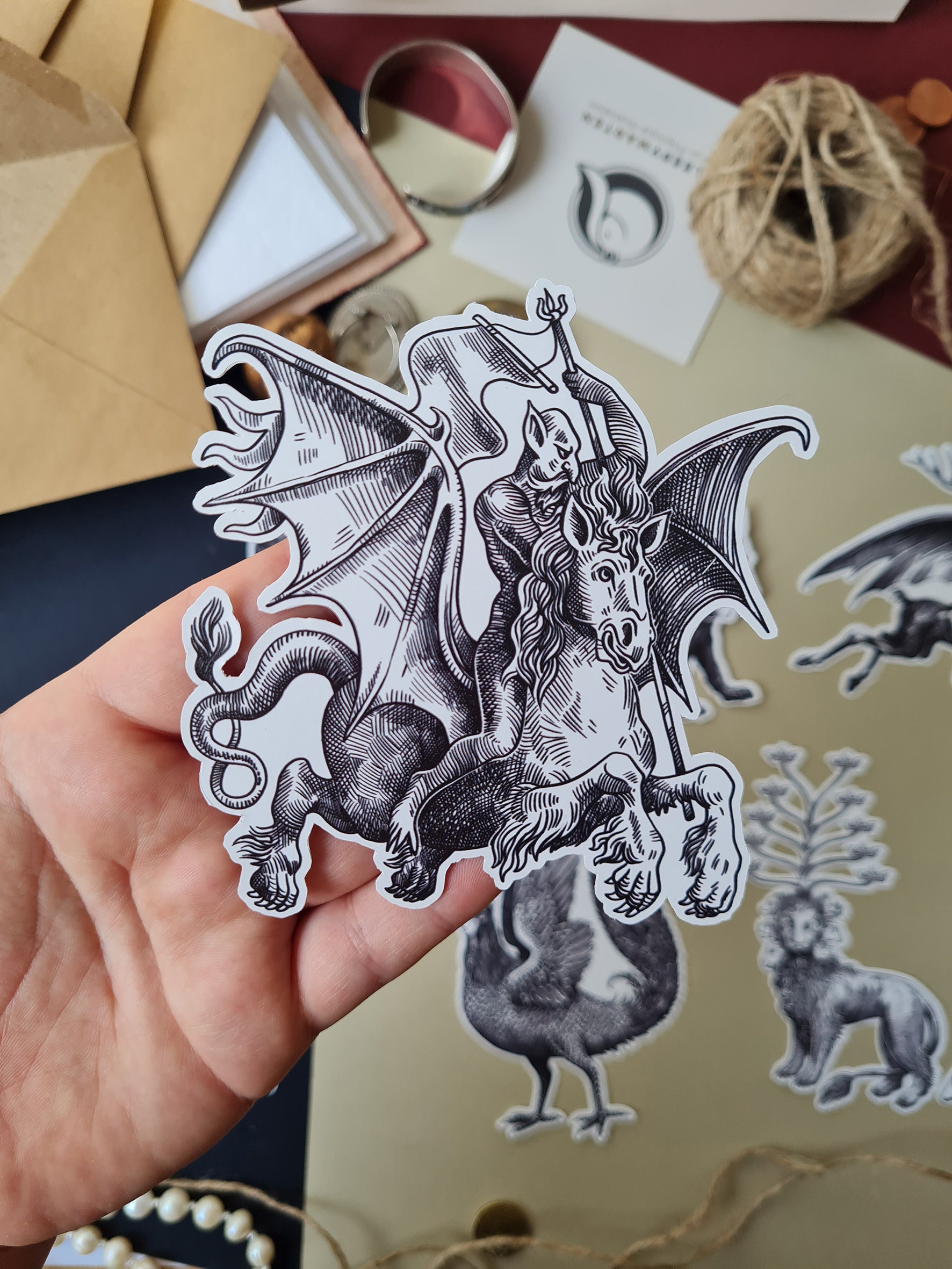 Various Hand Drawn Medieval Demon, Creature Vinyl Stickers - Etsy