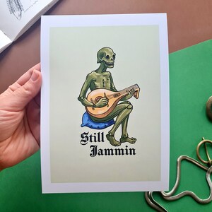 Art Print of a Medieval Skeleton - Still Jammin - Original Artwork - Etsy