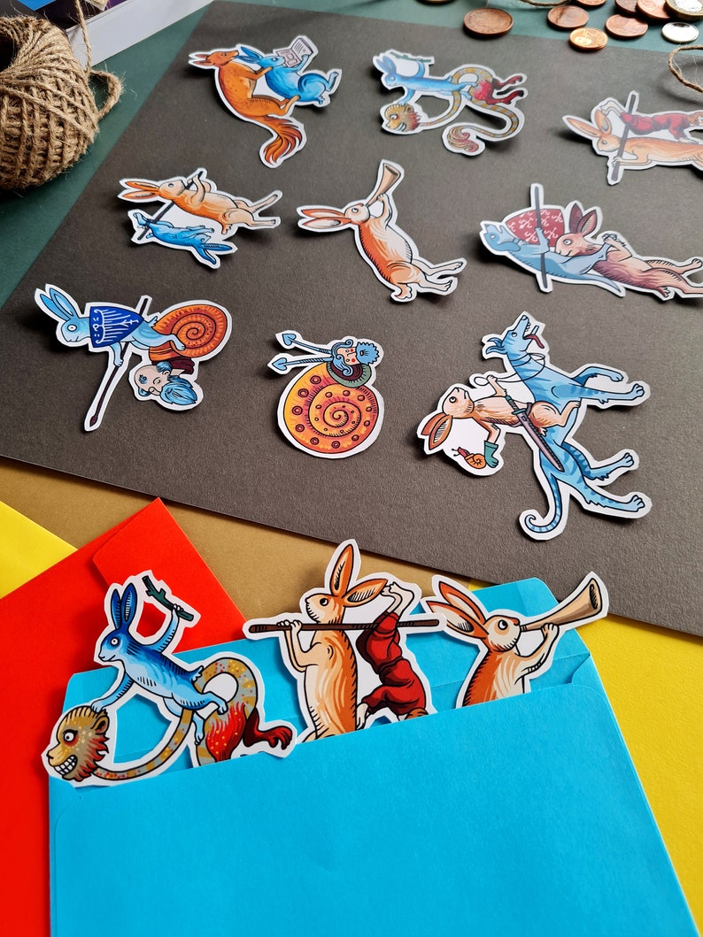 Medieval Bunny Warrior Vinyl Sticker Set | Etsy