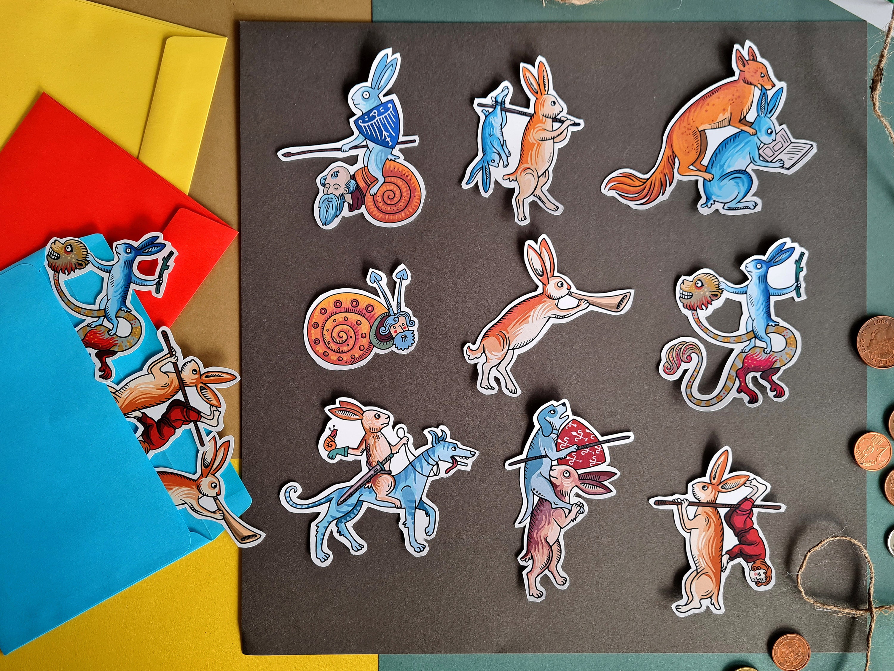 Medieval Bunny Warrior Vinyl Sticker Set | Etsy