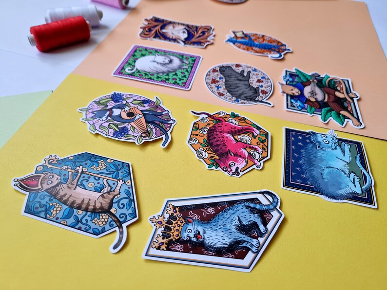 Medieval Cats Vinyl Sticker Set - Etsy