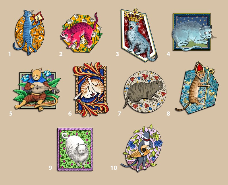 Medieval Cats Vinyl Sticker Set - Etsy